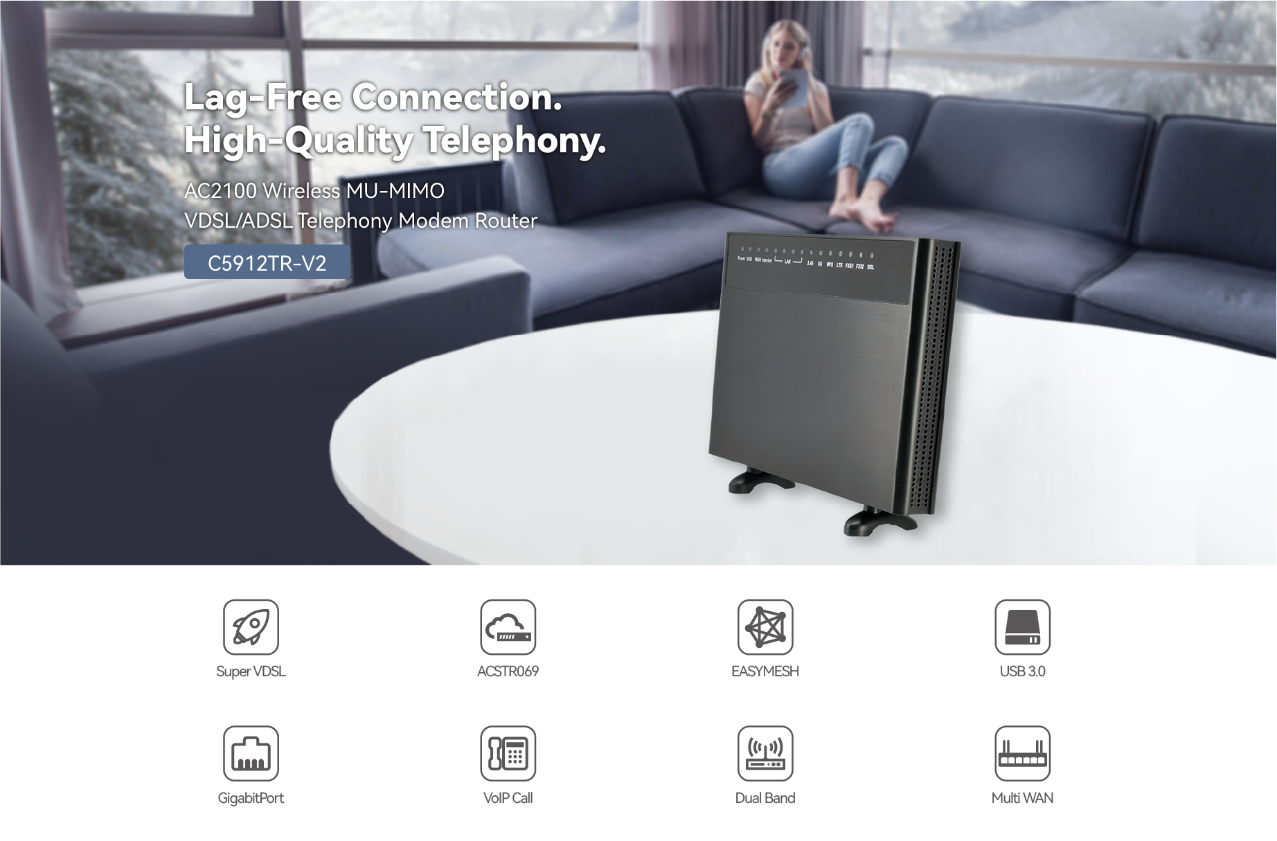 Super Hybrid 4G/LTE VDSL Gigabyte Modem Router with VoIP and 4G Failov# ...